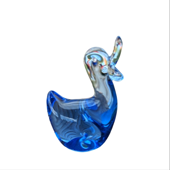 Source Unknown | Accents | Vintage Blue Glass Duck Goose Paperweight ...